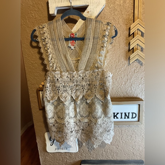 Johnny Was | Tops | Johnny Was Lace Boho Tan Tiered Crochet Top Womens ...